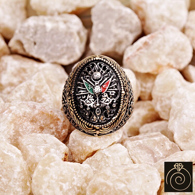 Mens Huge Ottoman Signet Ring Vintage Silver Coat Of Arm | Etsy