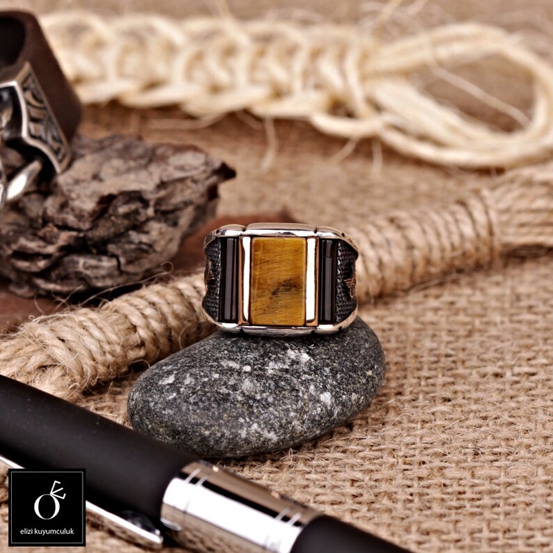 Mens Brown Occult Ring Custom Sterling Silver Tigers Eye - Etsy