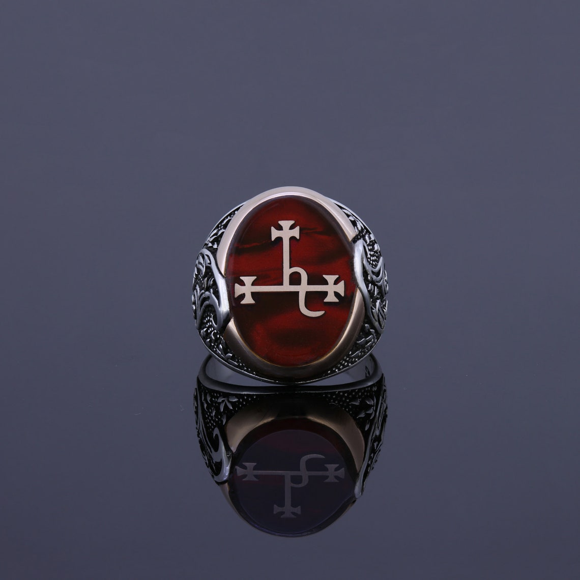 Sigil of Lilith Ring, Satanic Seal Baphomet Evil Angel Goddess Ring ...