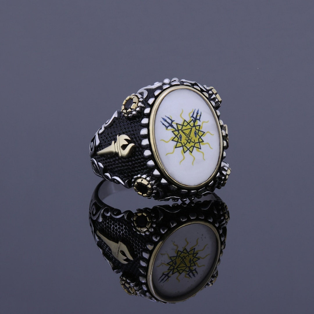 Unique Mens Sigil of Lucifer Ring for Men Silver Men Jewelry Satanist ...