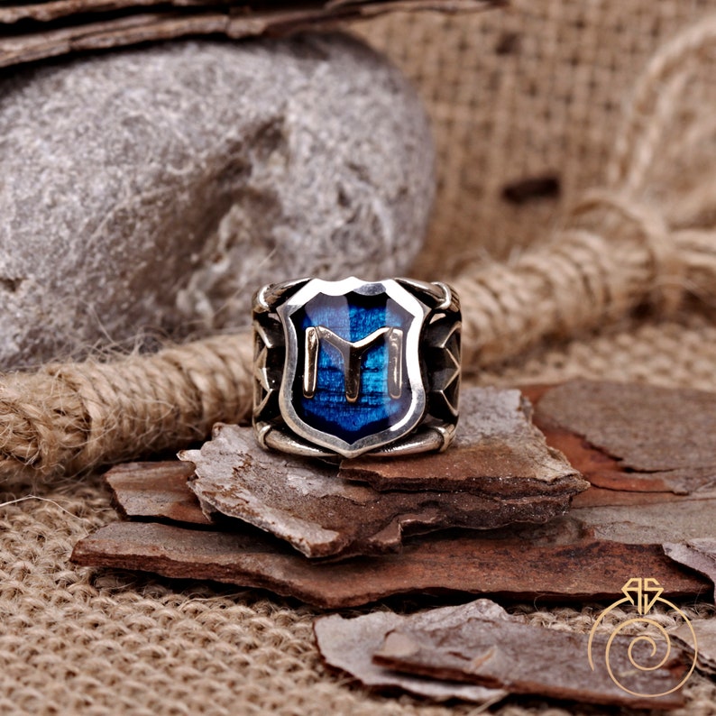 Kayi Ring for Men Silver Shield Rings Vintage Customized Mens - Etsy
