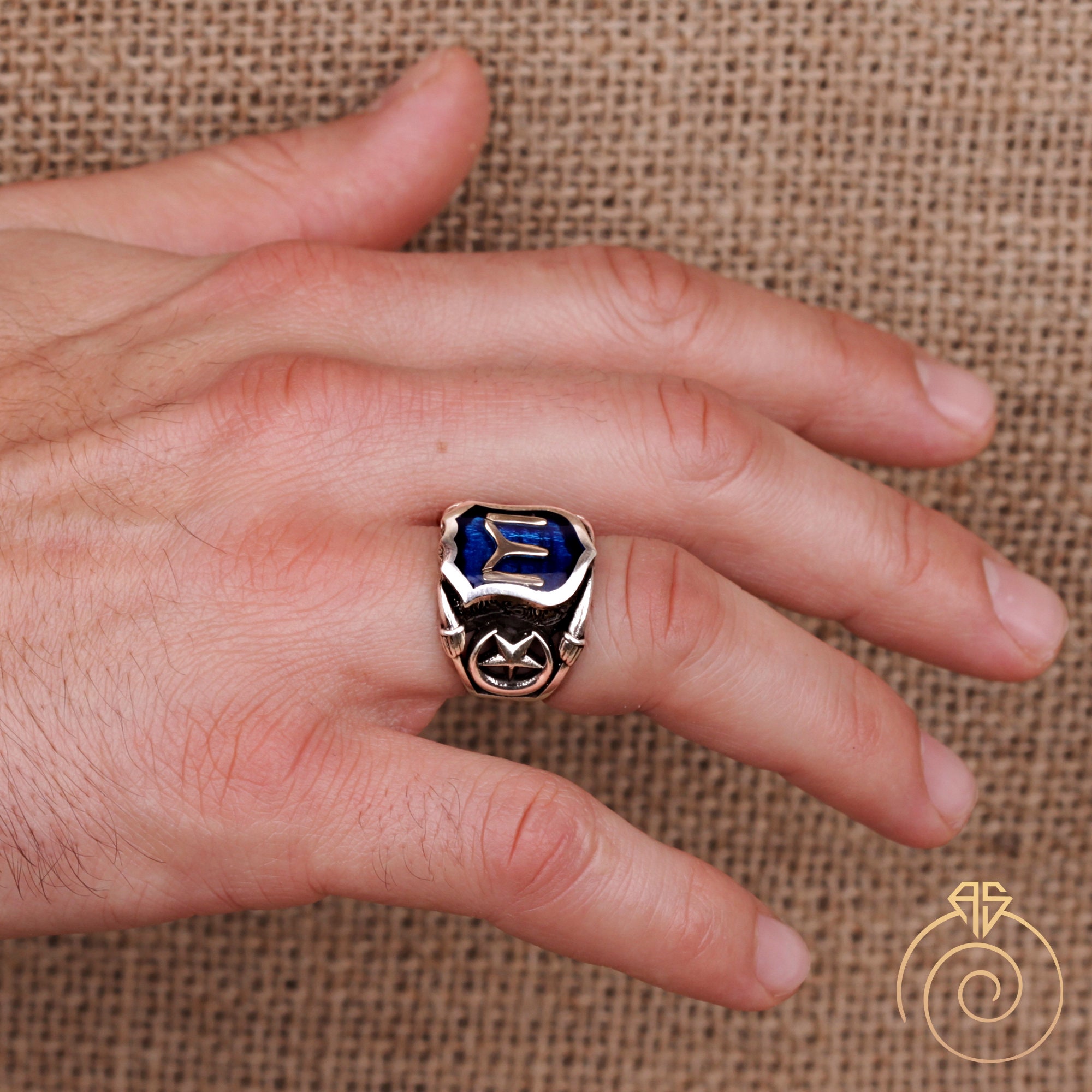 Kayi Ring For Men Silver Shield Rings Vintage Customized Mens | Etsy