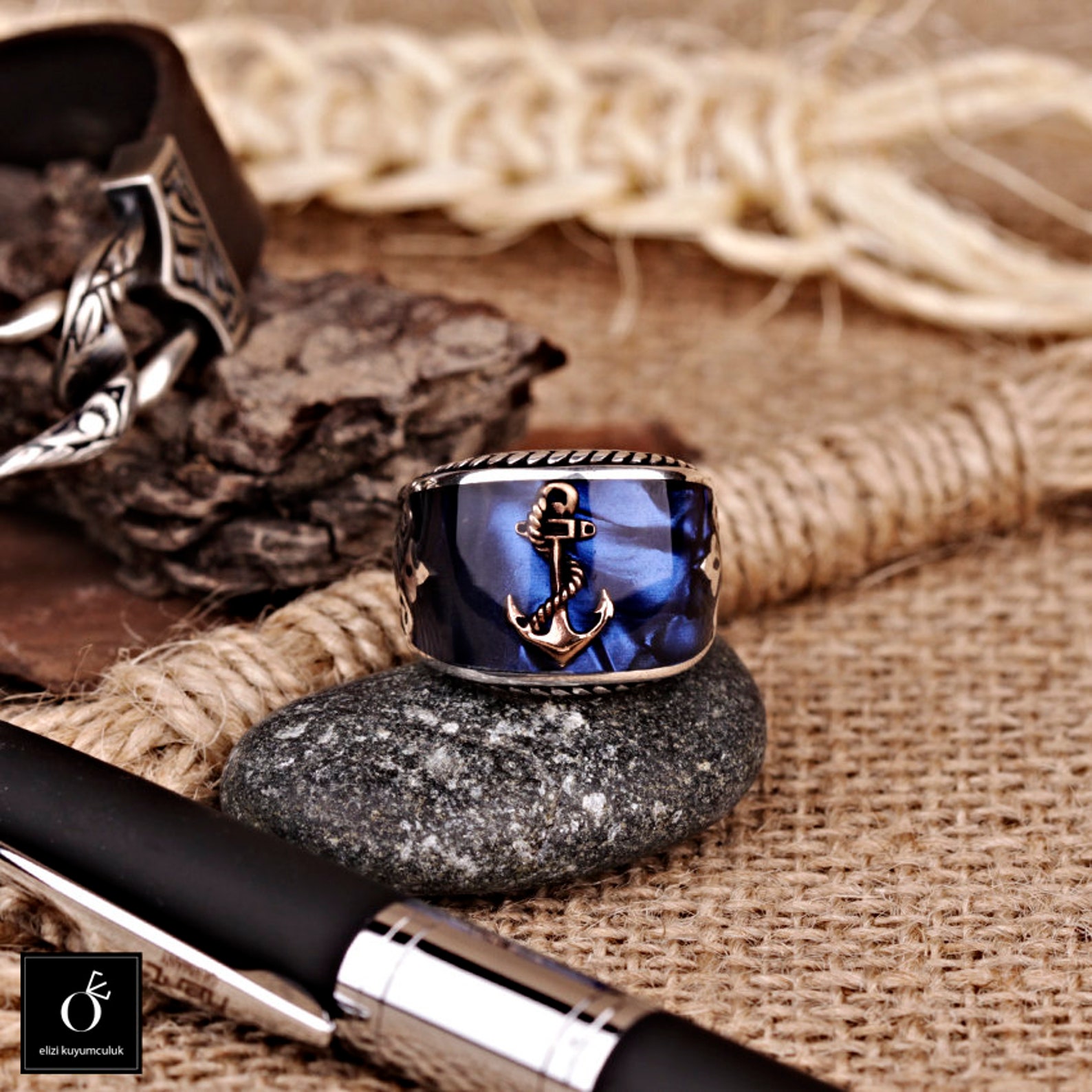 Mens Custom Symbol Ring, Vintage Navy Rings for Men, Anchor Ring Celtic ...