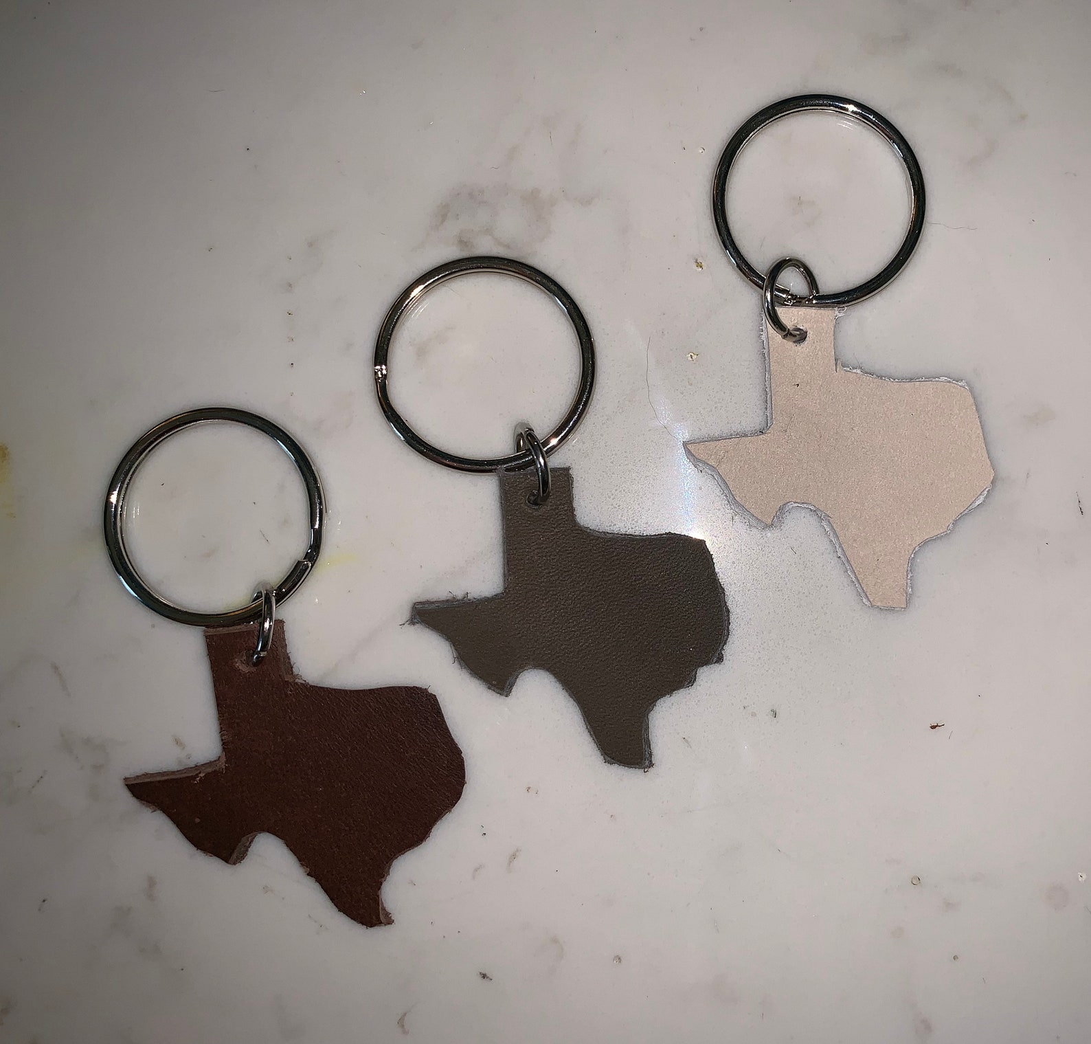 Tiny Texas Leather Keychain - Etsy.de