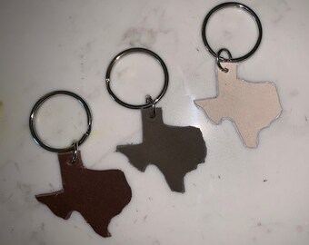 Leather Texas Keychain - Etsy