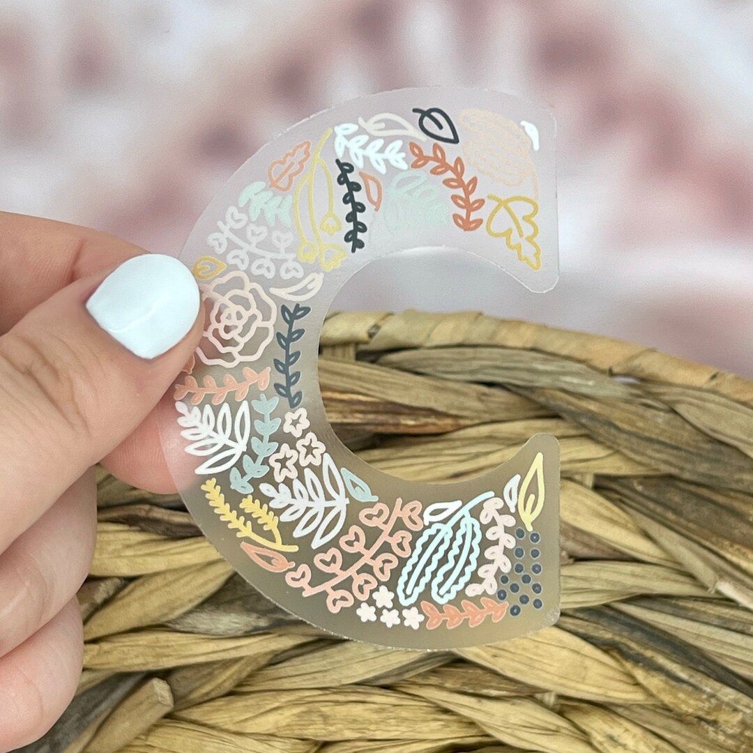 Floral C Sticker. Clear Matte Letter Sticker. Weatherproof Vinyl ...