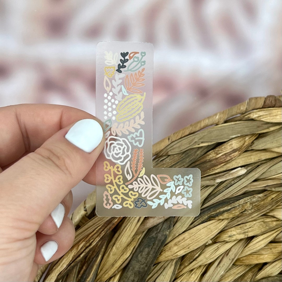 Floral L Sticker. Clear Matte Letter Sticker. Weatherproof Vinyl ...