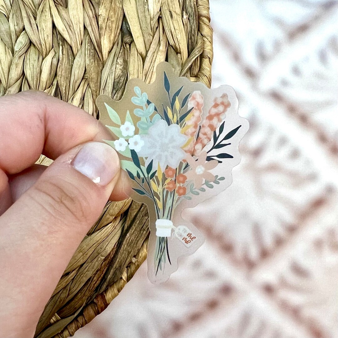 Flower Bouquet Sticker. Weatherproof Sticker. 3 Inch Clear Vinyl Matte ...