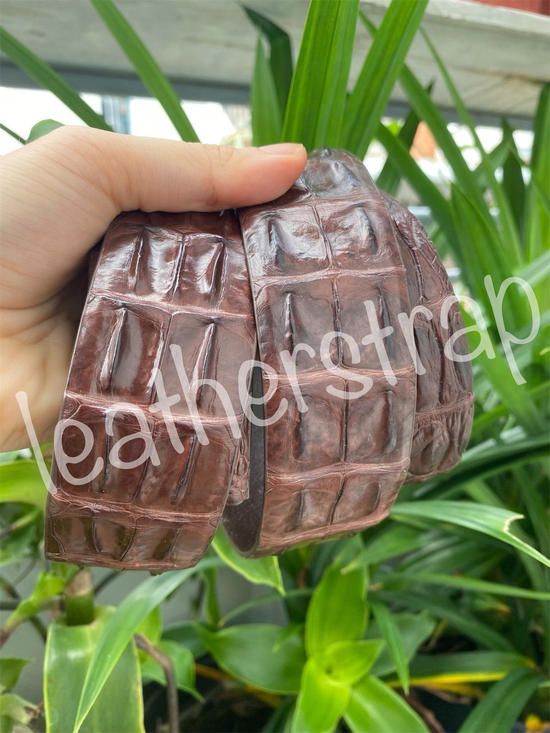 Handmade Dark Brown Hornback Leather Skin Unisex BELT - 3.8cm - Women’s ...