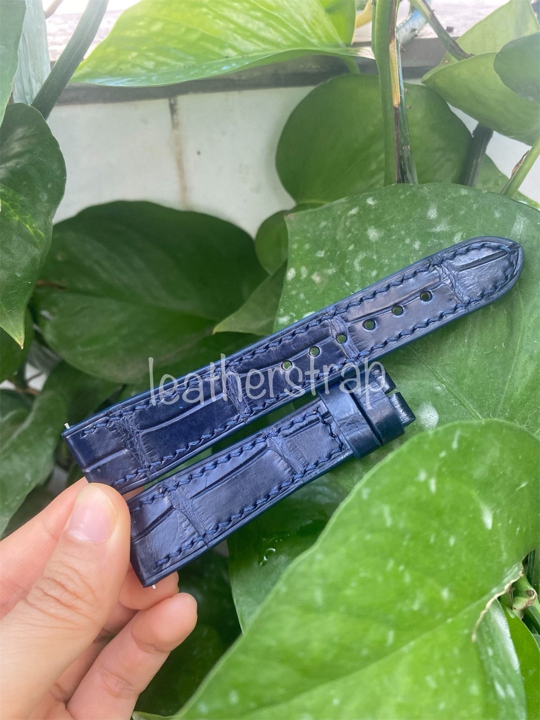 Handcrafted Dark Blue Leather Watch Strap Band 20/18 Mm (available for ...