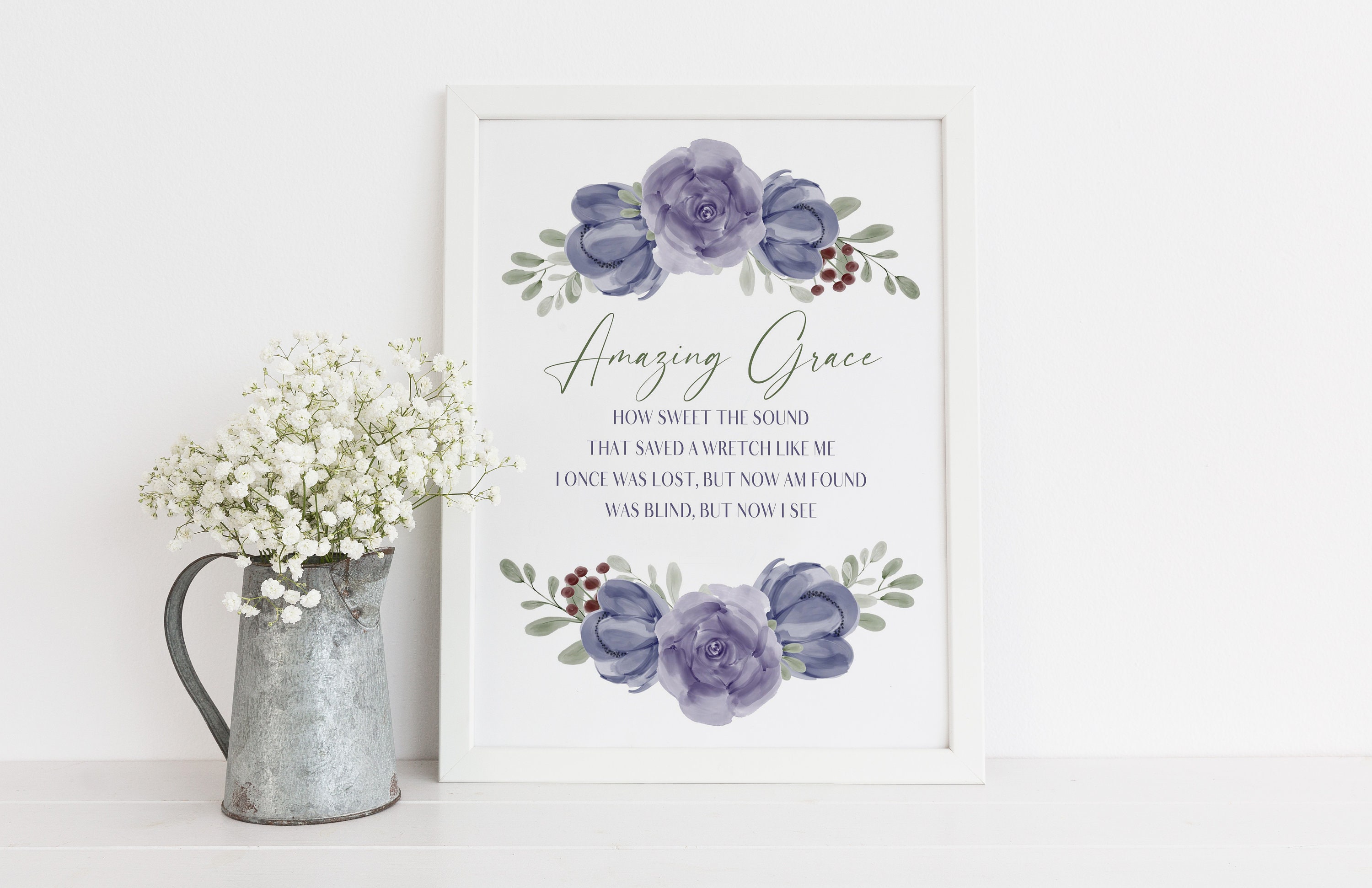 Amazing Grace Wall Art, Amazing Grace Lyrics Poster Print, Amazing ...