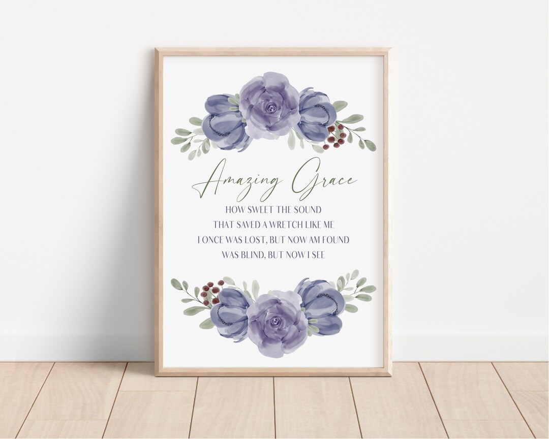 Amazing Grace Wall Art, Amazing Grace Lyrics Poster Print, Amazing ...