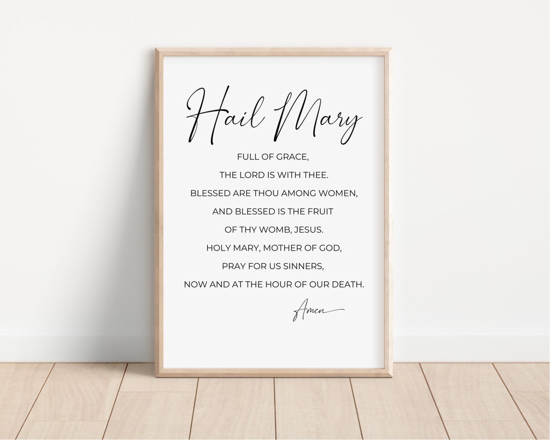 Hail Mary Prayer Print Hail Mary Art Marian Prayer Ave - Etsy