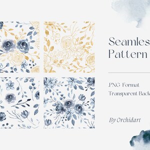 Watercolor Flower Clipart Png Blue Indigo & Gold Flower, Flower Png ...