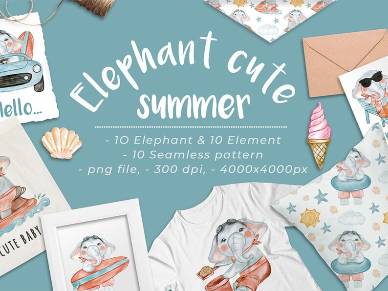 Elephant Summer Holiday Clipart, Baby Elephant Png, Elephant Clip Art ...