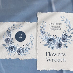 Watercolor Flower Clipart Png Blue Indigo & Gold Flower, Flower Png ...