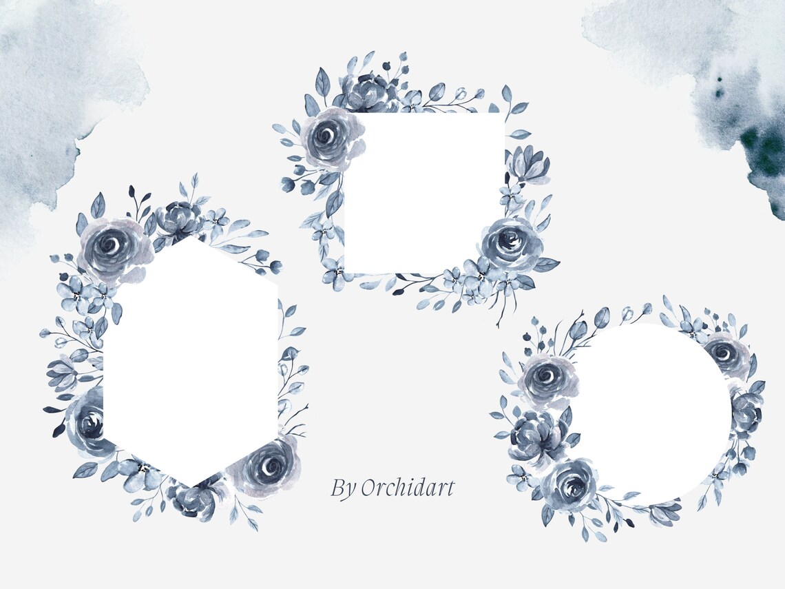 Watercolor Flower Clipart Png Blue Indigo & Gold Flower, Flower Png ...