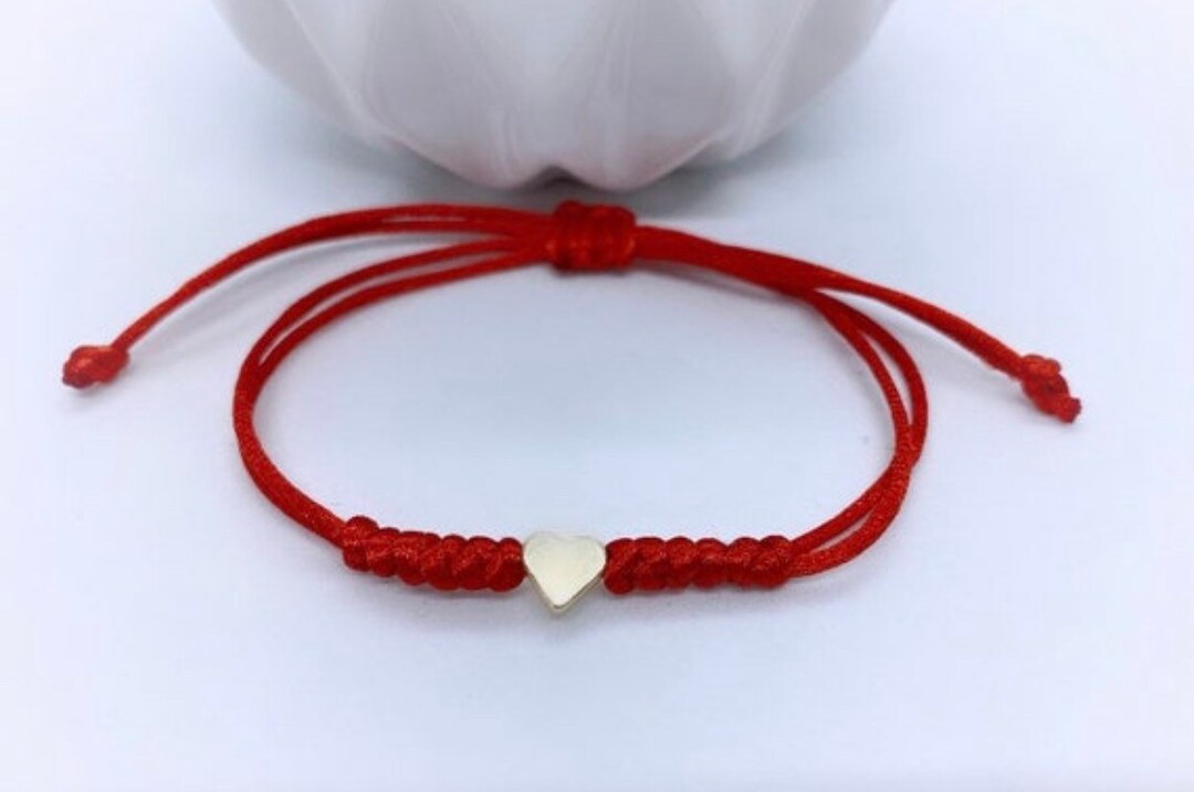 Bracelet Chance Red Thread / Buddhist / Golden Heart - Etsy