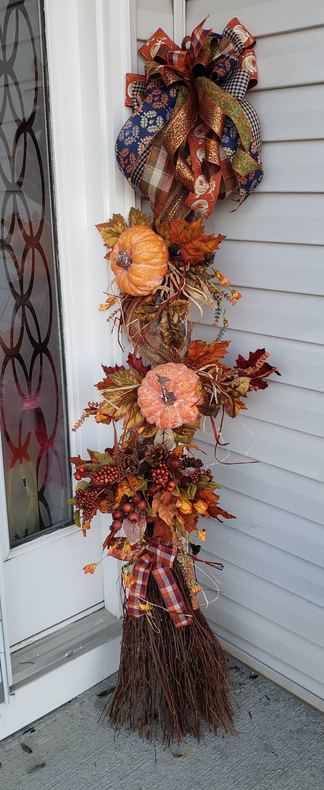 Fall Grapevine Broom, Fall Decor, Fall Floral, Fall Grapevine Floral ...