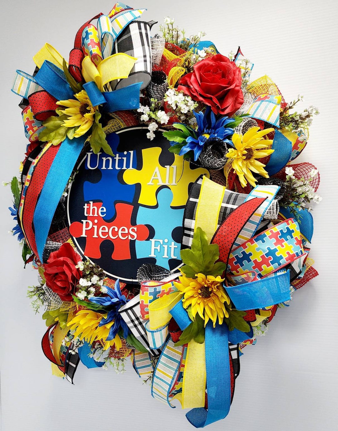 Autism, Autism Awareness Wreath, Until the Pieces Fit, Home Decor ...
