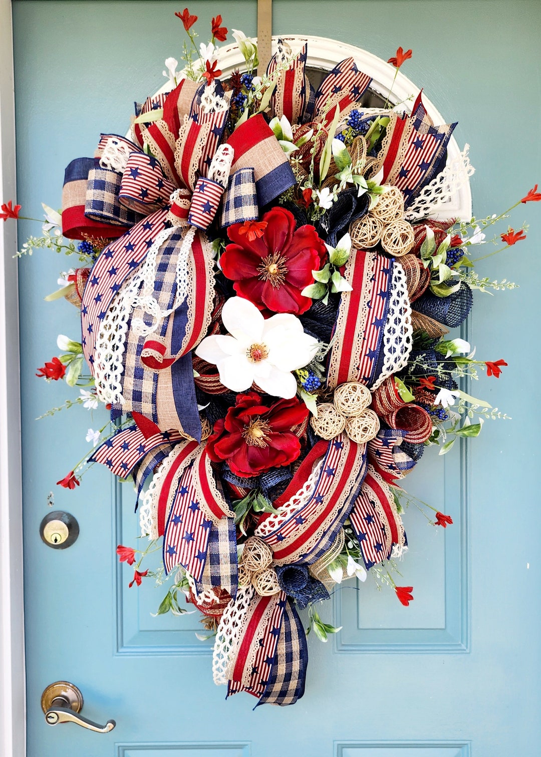 Patriotic, 4th of July, Memorial Day, Labor Day Wreath, Evergreen ...