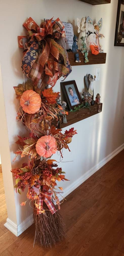Fall Grapevine Broom, Fall Decor, Fall Floral, Fall Grapevine Floral ...