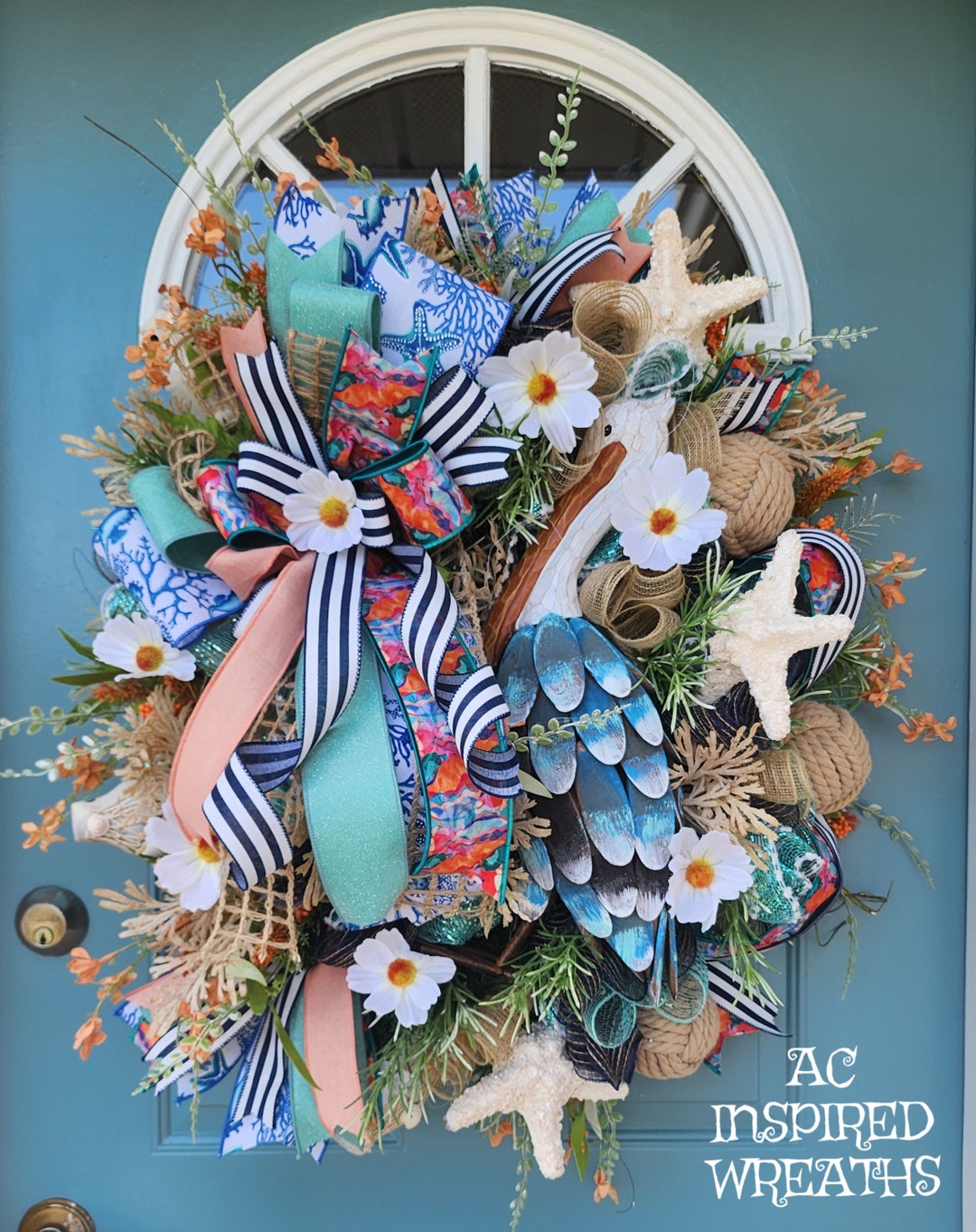 Beach Themed Wreath, Coastal Decor, Spring Wreath, Everyday Wreath ...