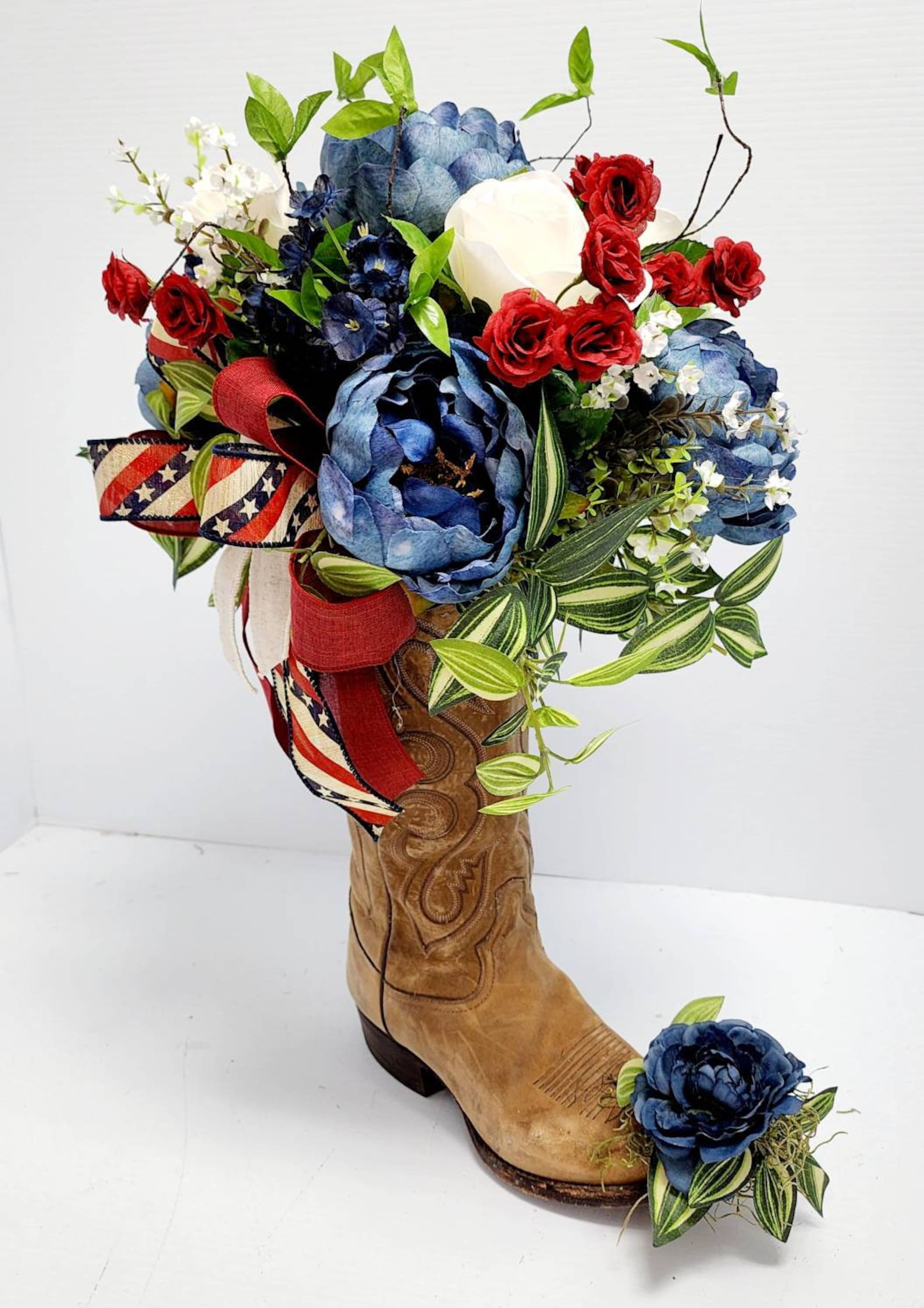 Patriotic Cowboy Boot Centerpiece, Boot Centerpiece, Cowboy Boot Decor ...