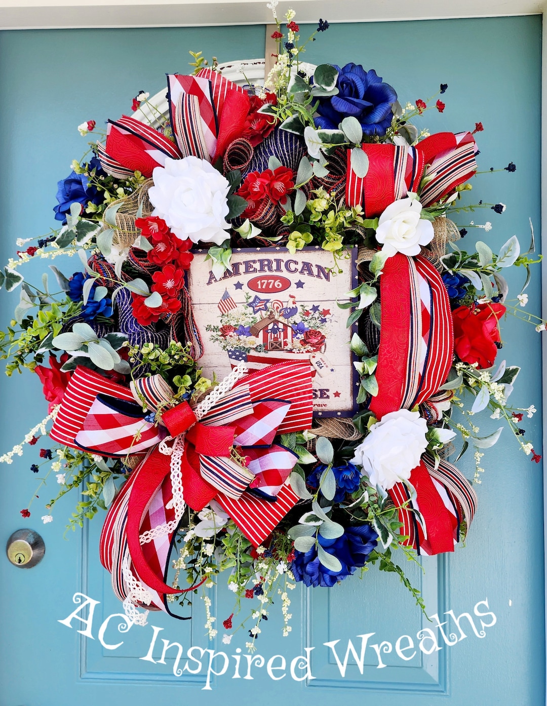 Patriotic, 4th of July, Memorial Day, Labor Day Wreath, Evergreen ...
