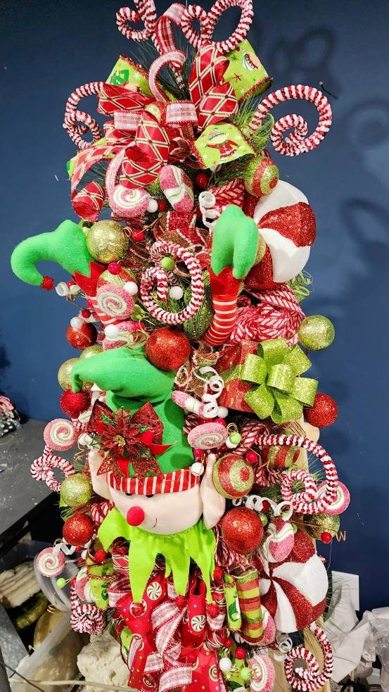 Christmas Swag, Elf Tree Swag, Christmas Wreath, Holiday Decor, Upside ...