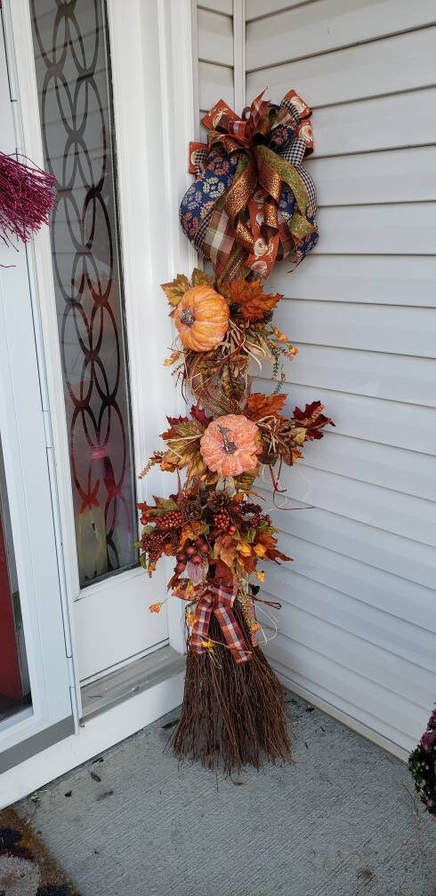 Fall Grapevine Broom, Fall Decor, Fall Floral, Fall Grapevine Floral ...