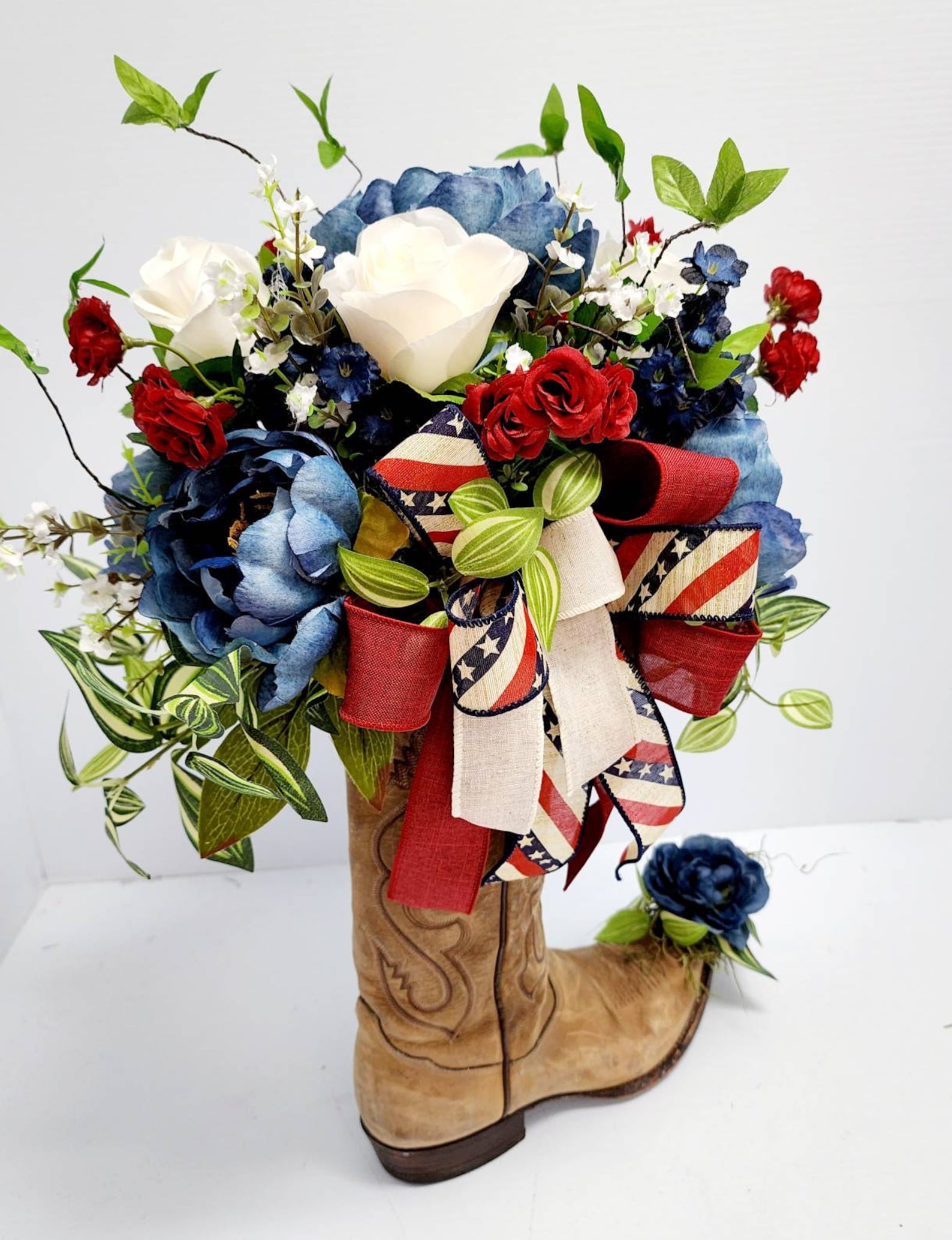 Patriotic Cowboy Boot Centerpiece, Boot Centerpiece, Cowboy Boot Decor ...