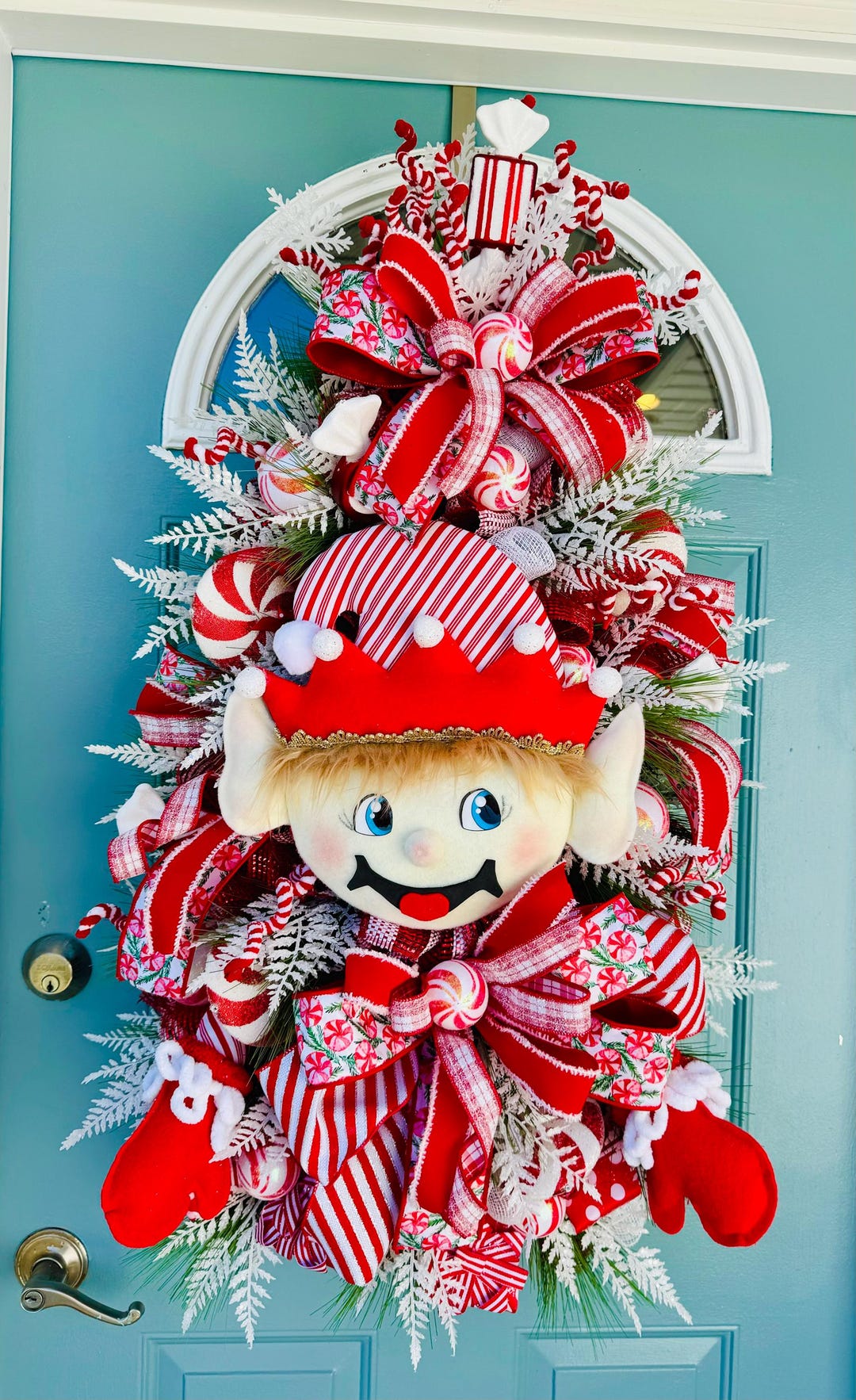 Christmas Swag, Elf Tree Swag, Christmas Wreath, Holiday Decor, Upside ...