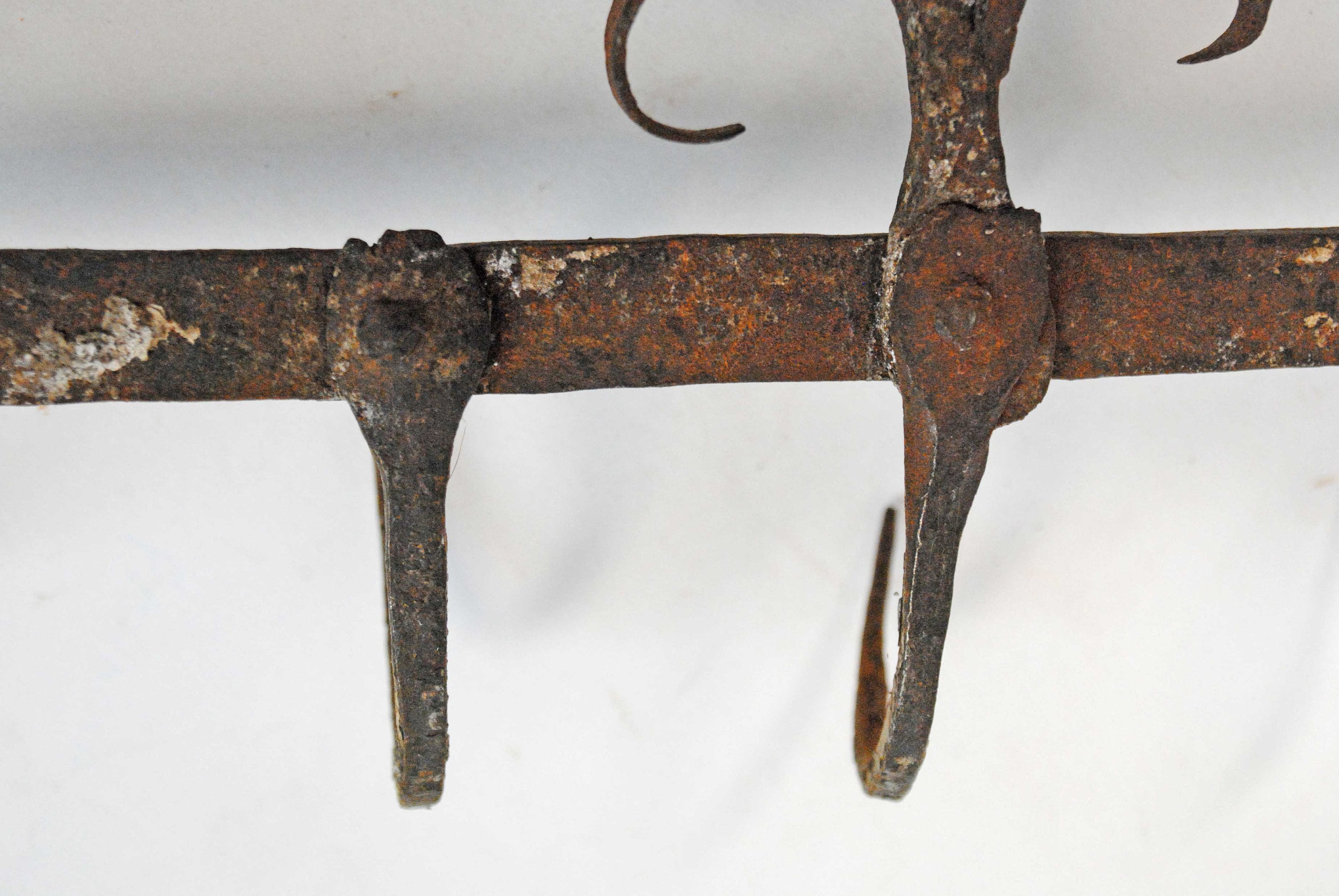 Antique 19th C Hanging Wrought Iron Utensil Wall Rack With Hooks and ...