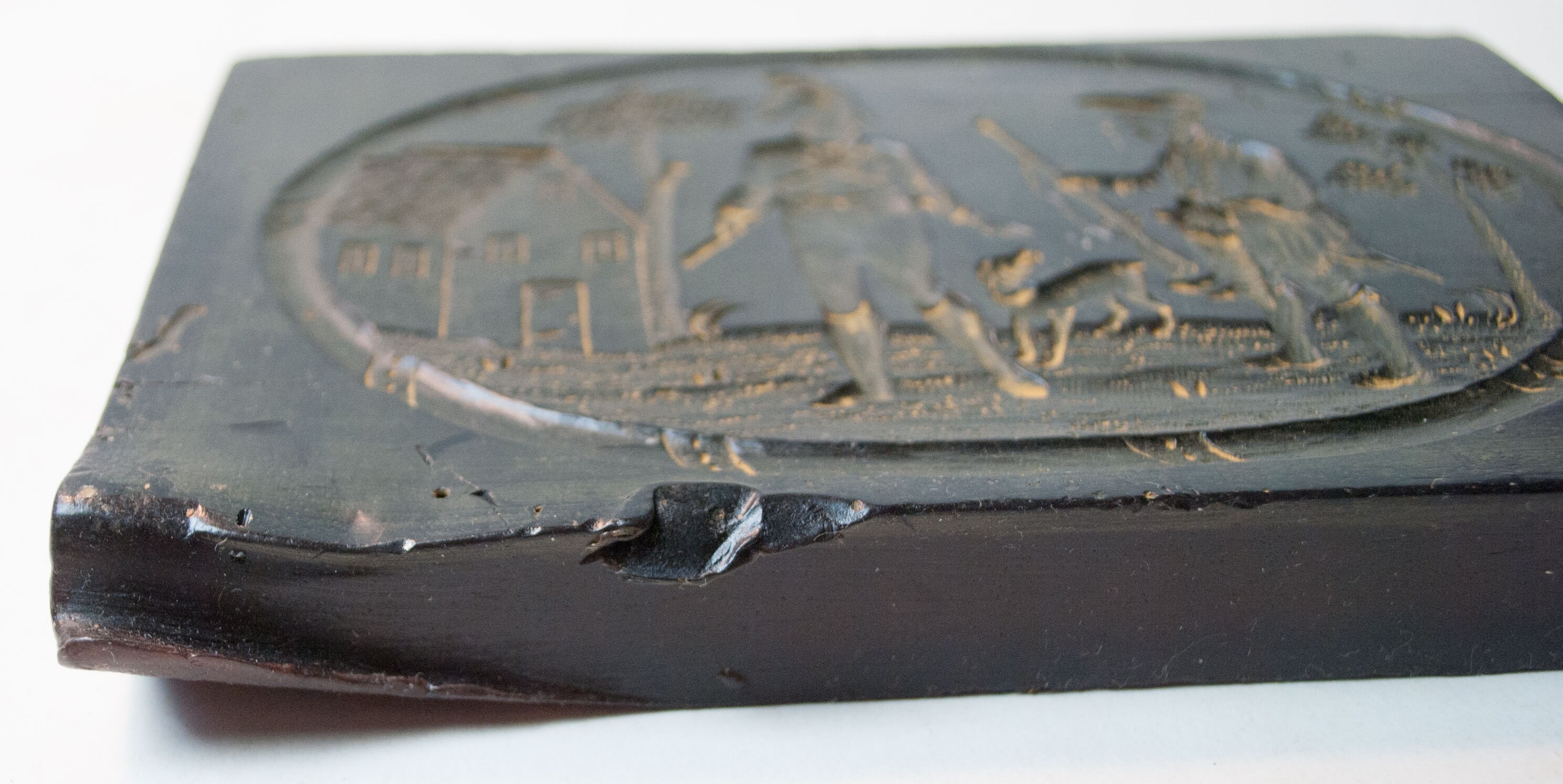 Antique German Springerle Wax Mold, Black Wax Colonial Men Scene ...
