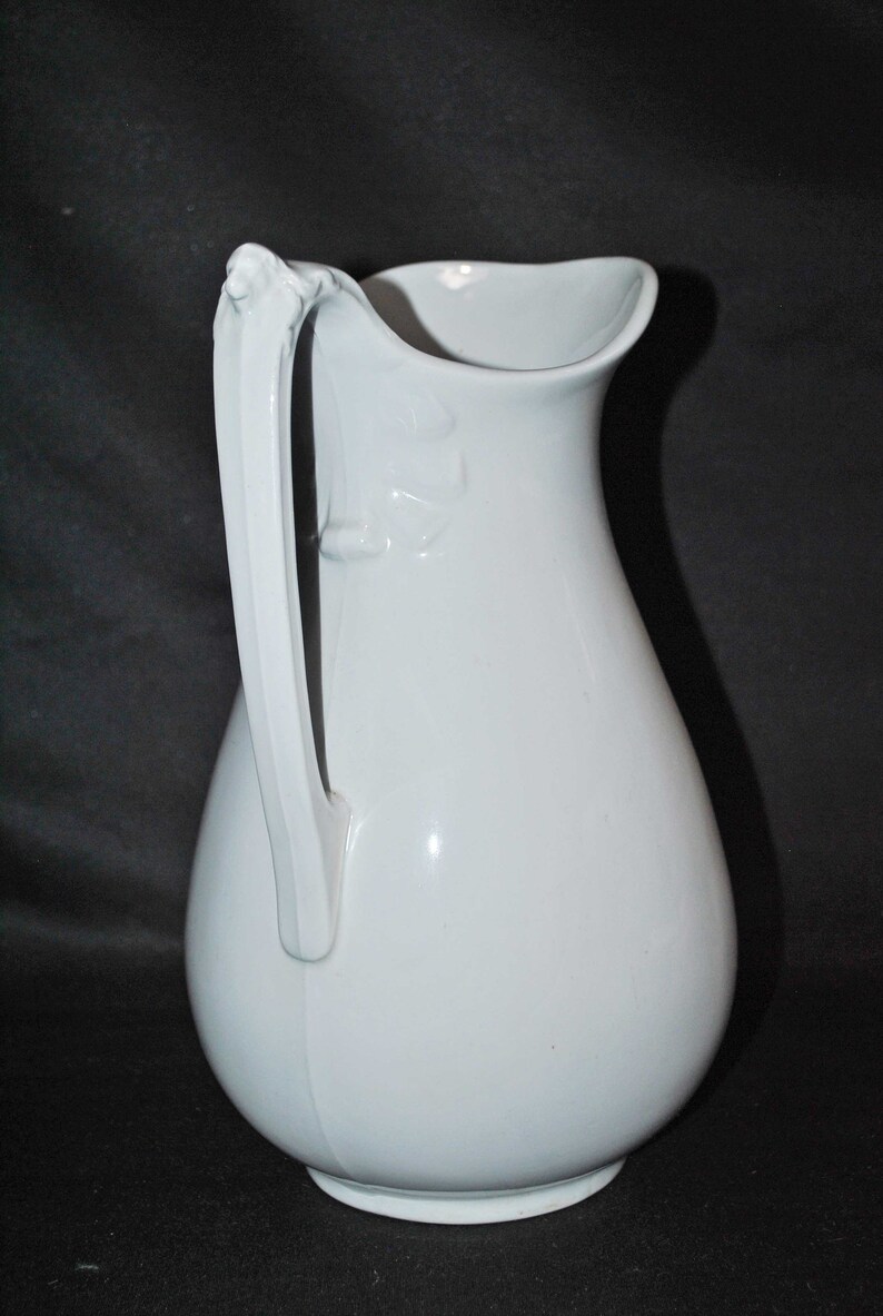 Antique White Ironstone China Pitcher W Lion Head Royal John - Etsy