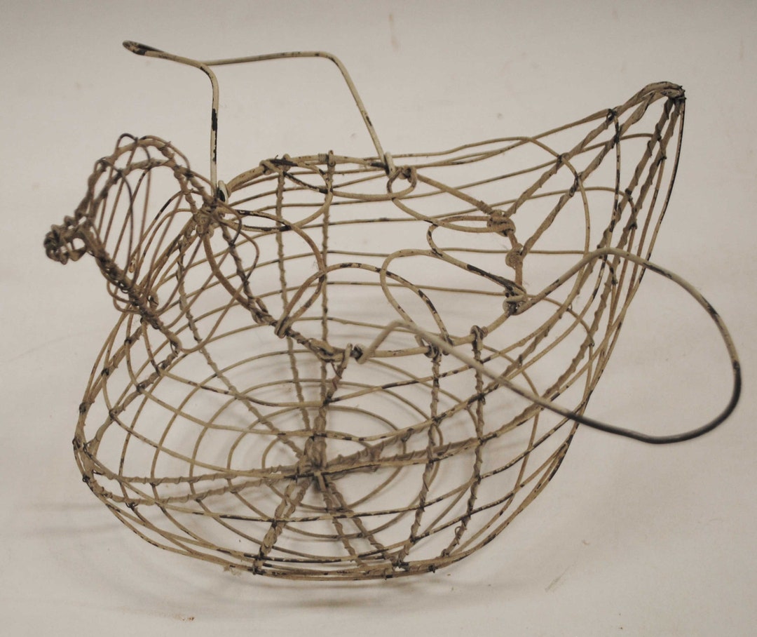 Vintage Wire Chicken Handled Basket for Holding Eggs and Collecting ...