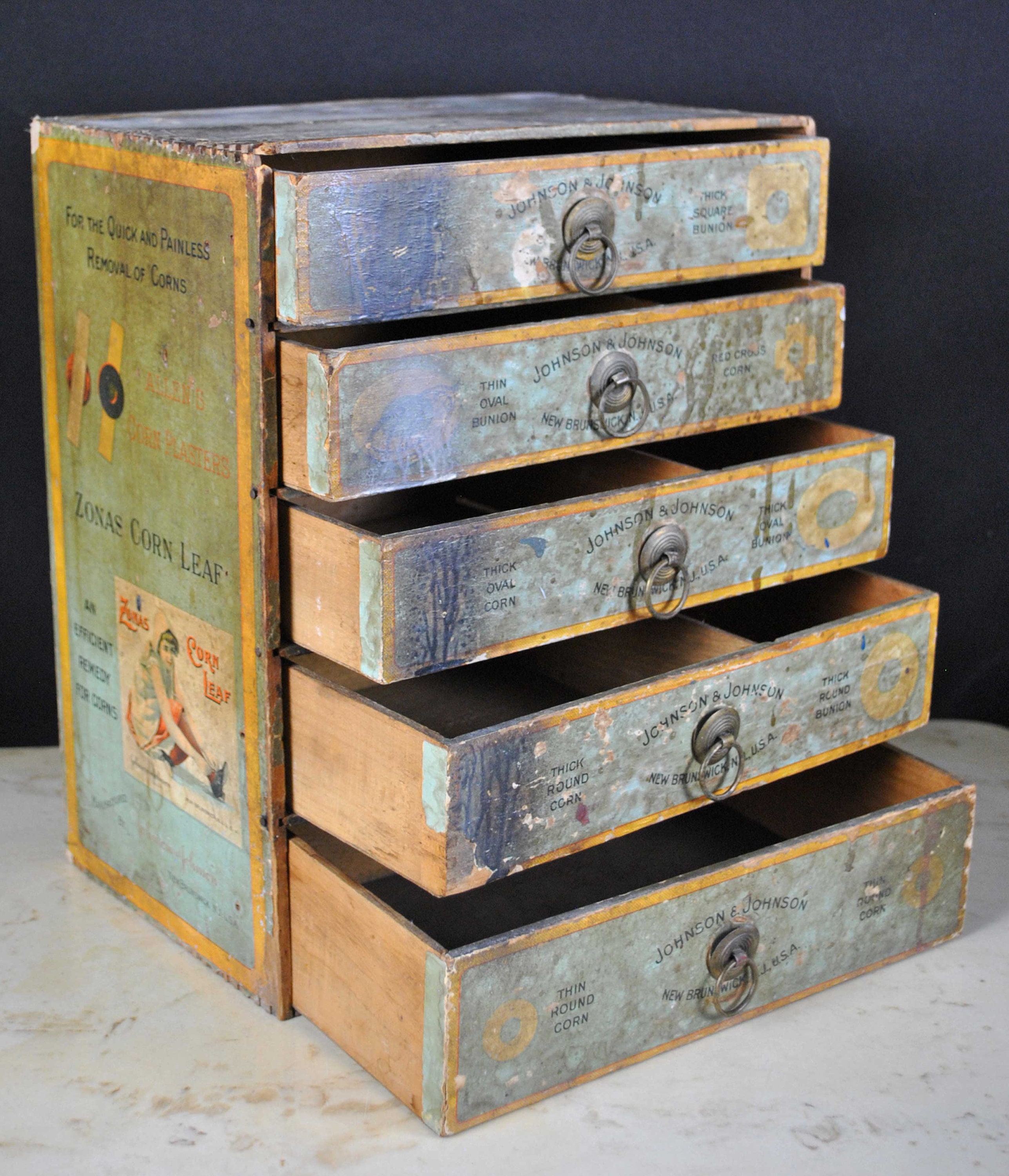 Vintage Advertising Store Display Wooden Cabinet Johnson & Johnson ...