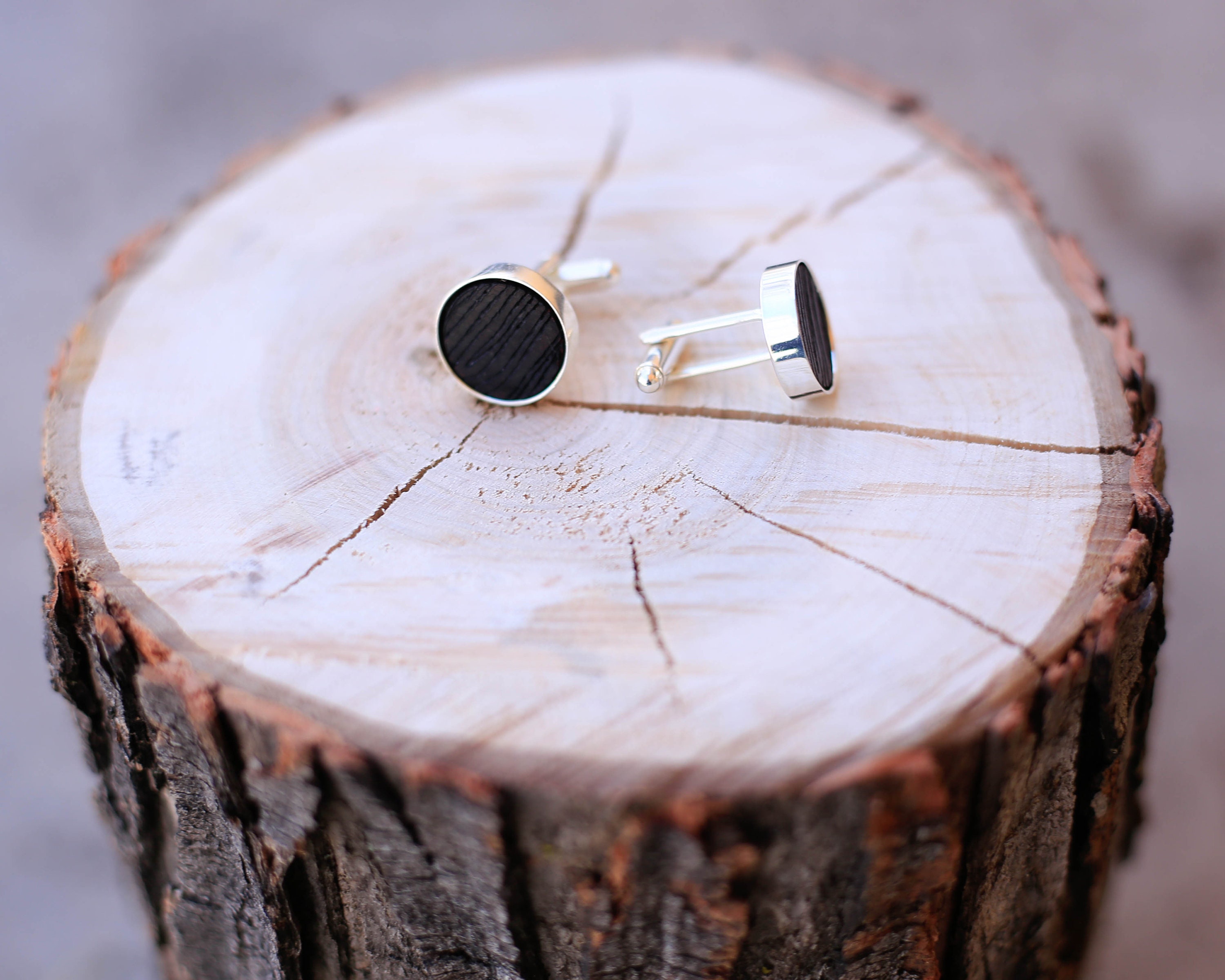Leather Cuff Link With Etched Wood Grain Design - Etsy