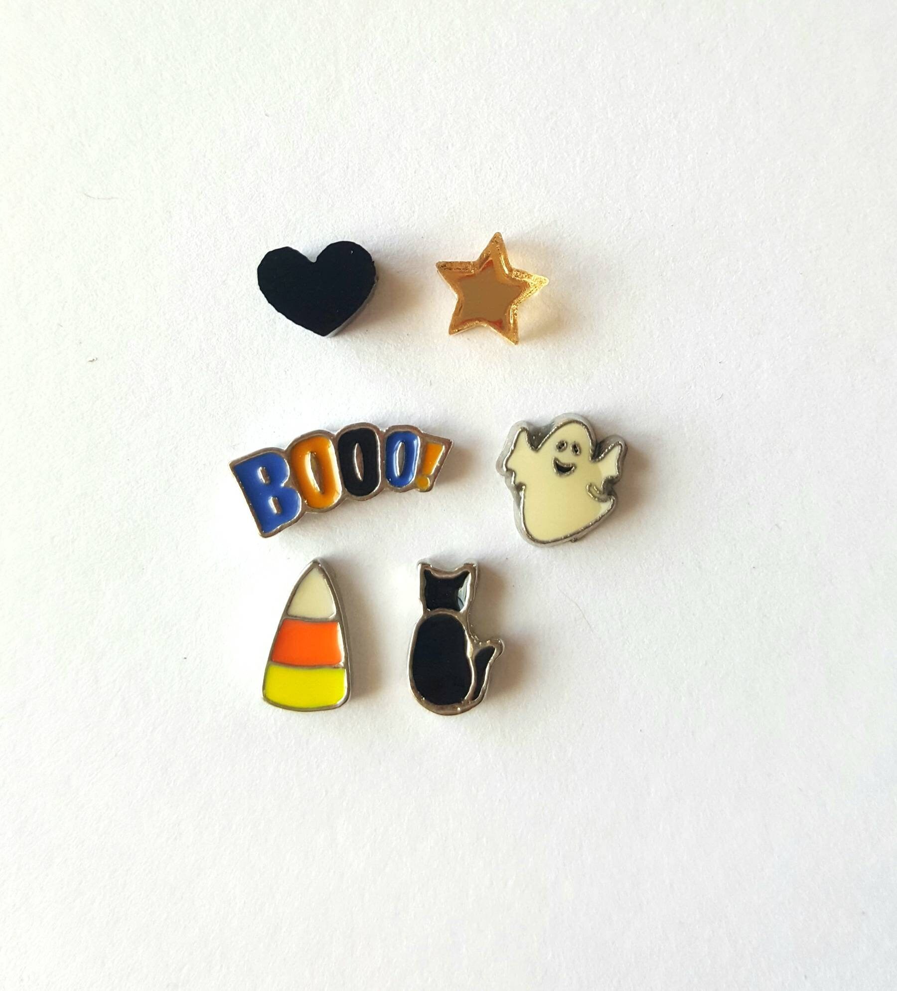Halloween Charms Candy Corn, Ghost, Boo, Black Cat, Mirror Star Black ...