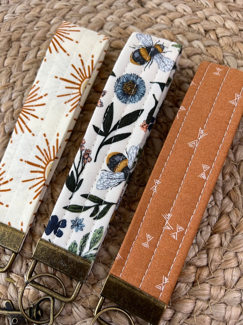 Boho Suns Bees Cotton Key Fob Keychain Wristlet Handmade - Etsy