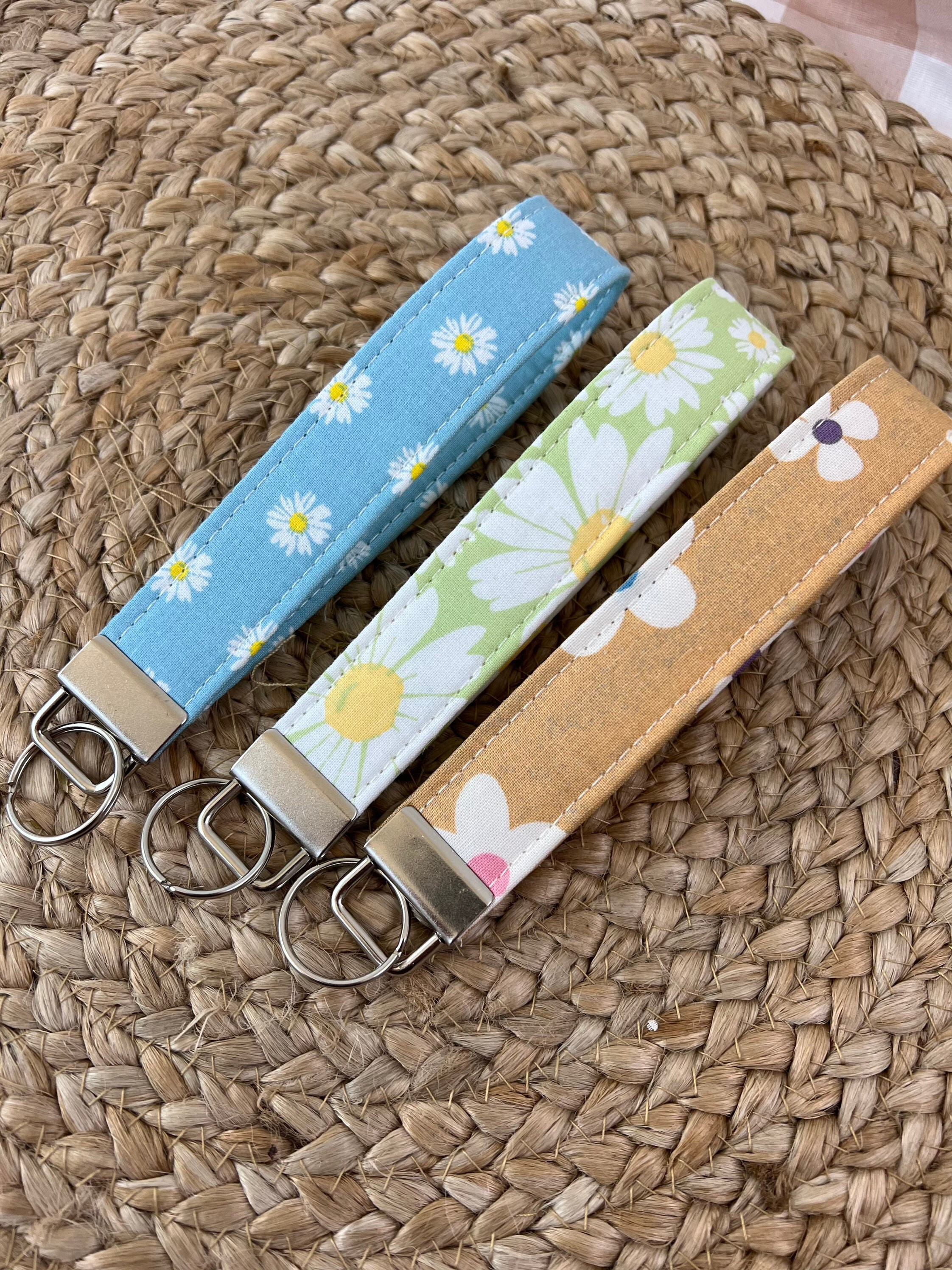 Key Fob Keychain Wristlet Keyfob Daisy Boho Retro Cotton - Etsy