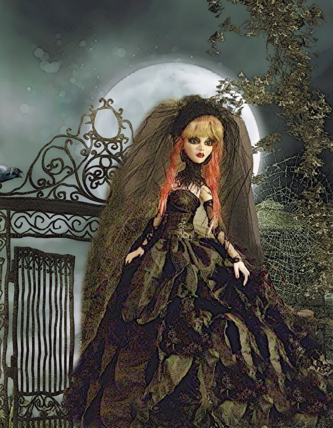 New Black Halloween 5 PC Burton Inspired Corpse Bride Fashion Outfit ...