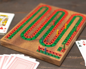 Handcrafted Red Oak Cribbage Board - Premium Wooden Game Set With ...