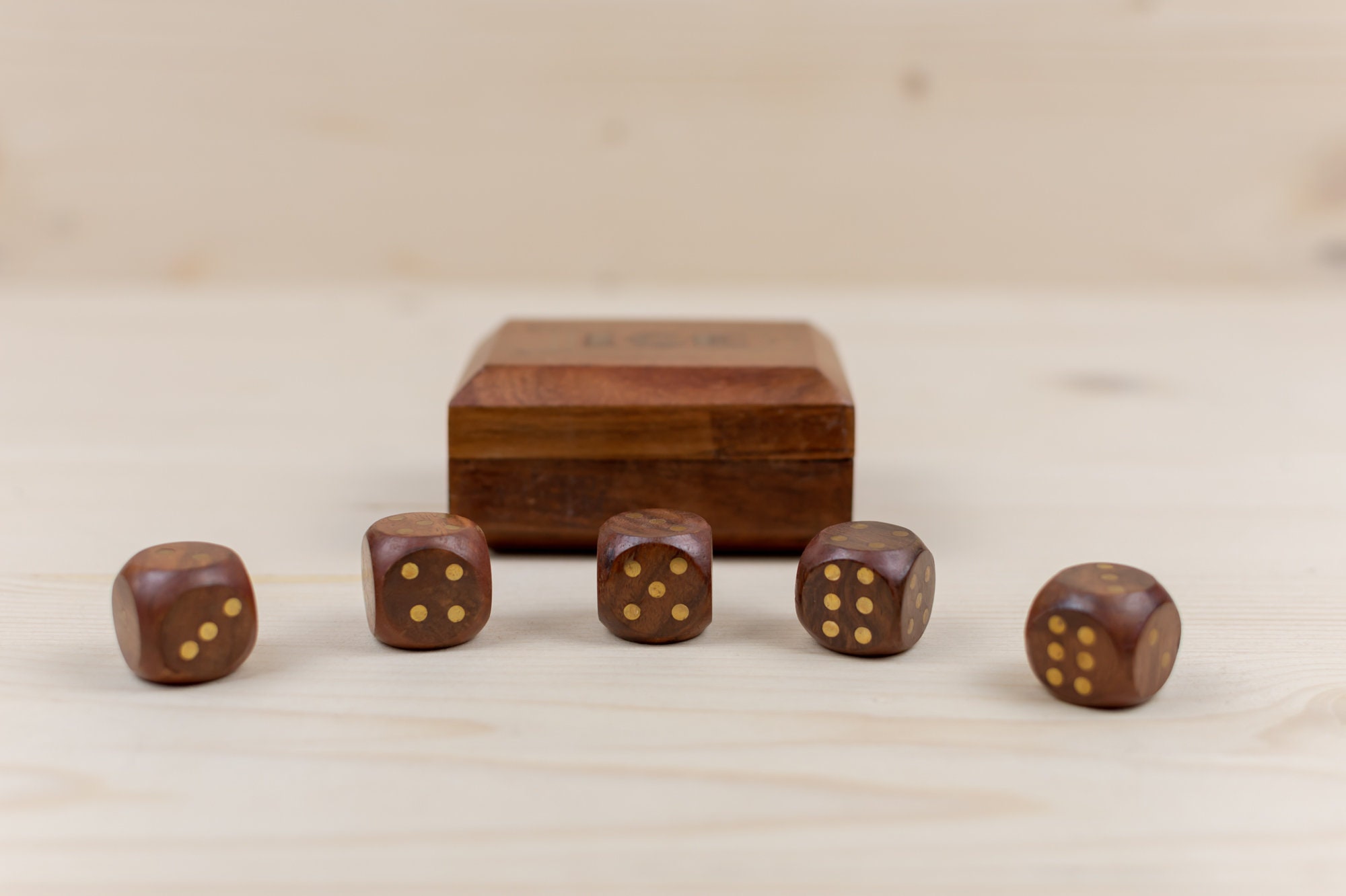 Beautiful Handmade Wooden Dice Box Set With 5 Wooden Dice | Etsy