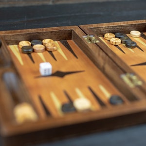 Wooden Backgammon Board Set From Cherry Wood | Wooden Handmade Greek ...