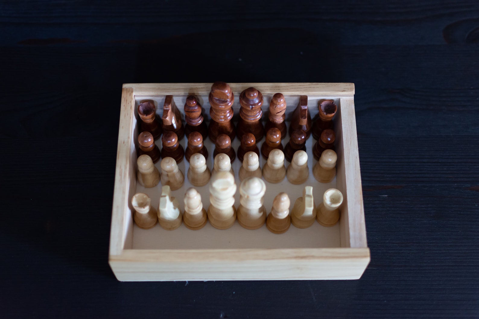 Wooden Chess Pieces Box Set | Wooden Drawer Storage Chess Box - Etsy