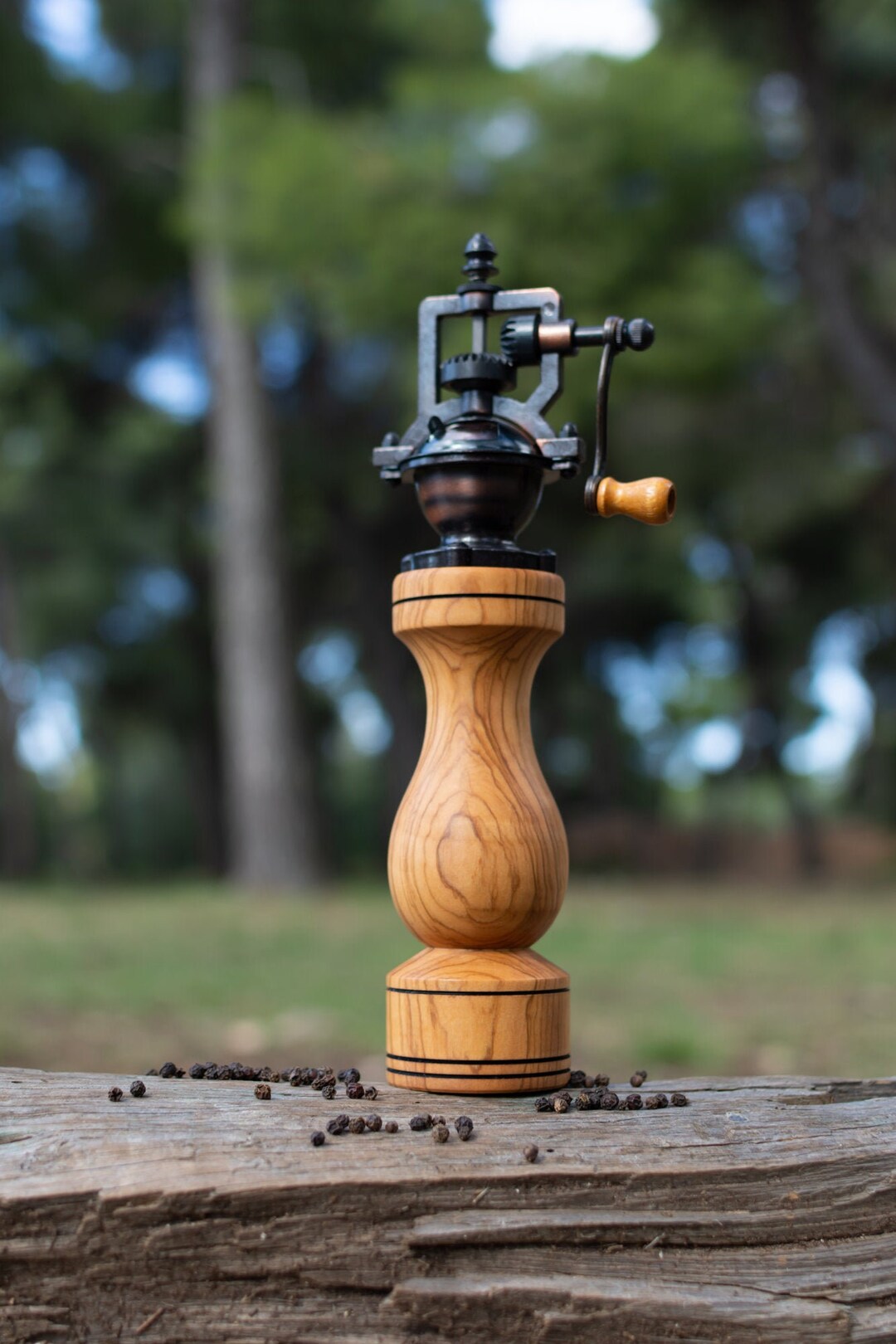 Olive Wood Pepper Grinder Antique Style | Handmade Wooden Pepper Mill ...