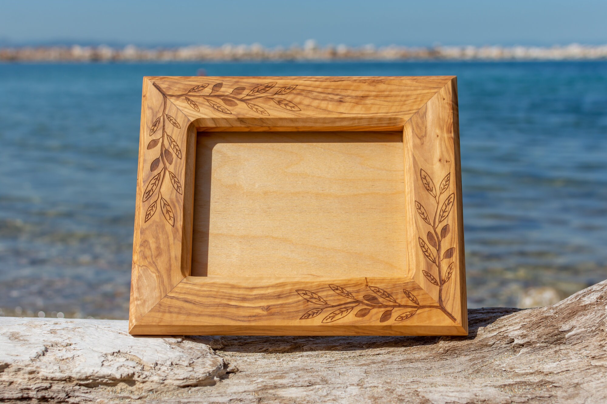 Wooden Photo Frame Made of Fine Olive Wood | Greek Olive Tree Leaves ...