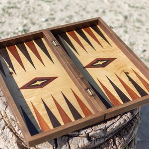 Premium Series From Old Olive Wood Tree | Unique Olive Wood Backgammon and Chess Board Game Set ...